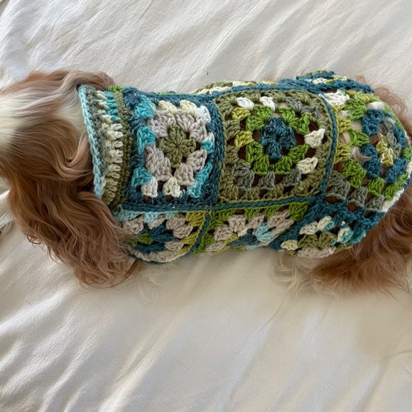 Hand Crafted | Dog | Dog Sweater Large Crochet Knit Handmade Tan Green ...